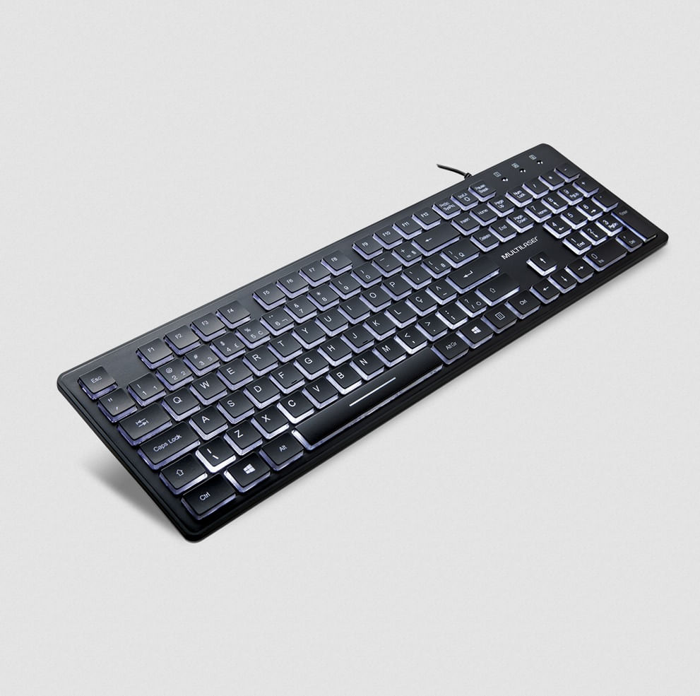 TECLADO LED BRANCO ABNT2 MULT TC218